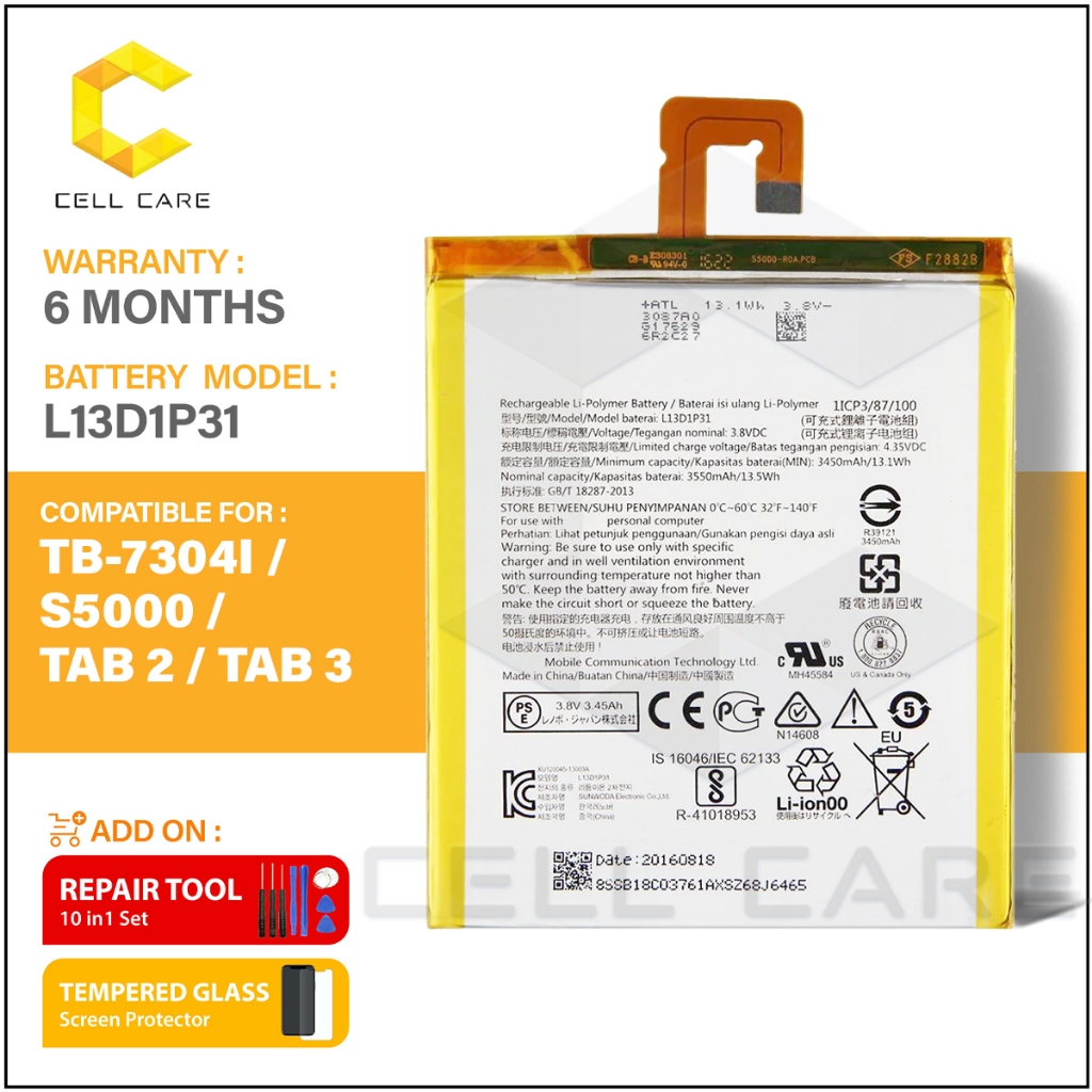 Battery L13D1P31 Compatible For LENOVO TAB 7 ESSENTIAL TB-7304I/S5000 ...