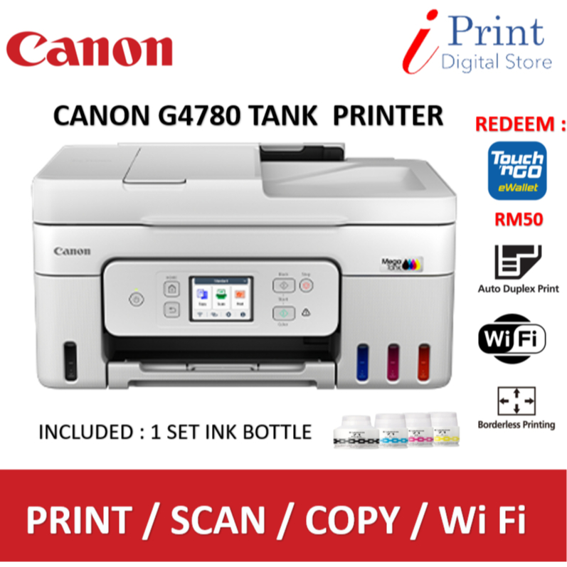 Canon PIXMA G4780 MegaTank Wireless All-In-One Printer(Print/Scan/Copy ...