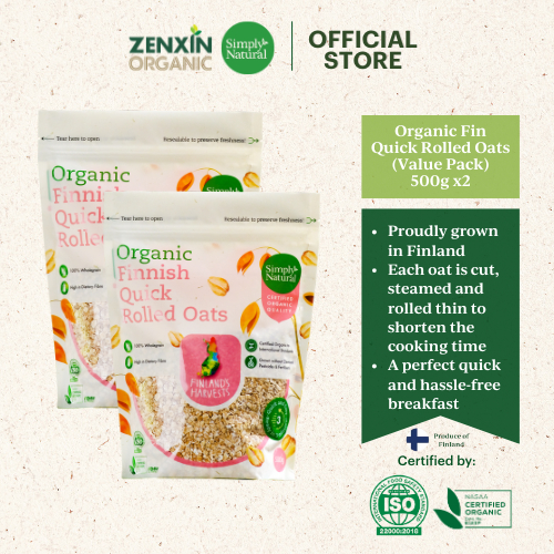 Simply Natural Organic Quick Rolled Oats (Value Pack) 1000g Finland ...