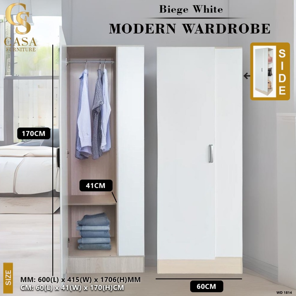 1 Door Wardrobe / Almari Baju / Almari Pakaian / Almari Murah / Almari ...