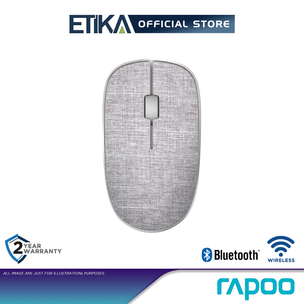 Rapoo M200 Plus Silent Fabric Wireless Mouse (Grey) | Multi Mode 2.4GHz ...