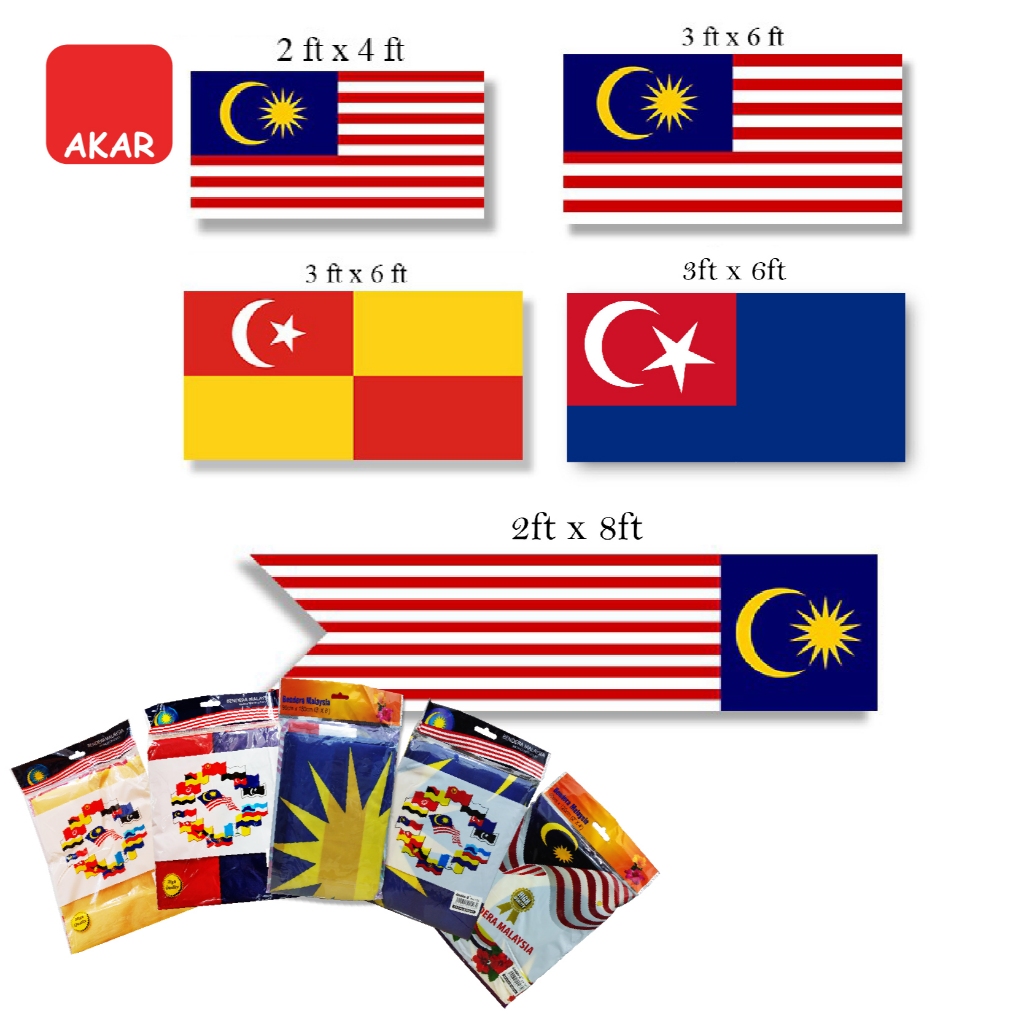 Jalur Gemilang Malaysia Flag Bendera Malaysia - 2x4, 2x8, 3x6 ft / Selangor Johor Flag, Bendera ...