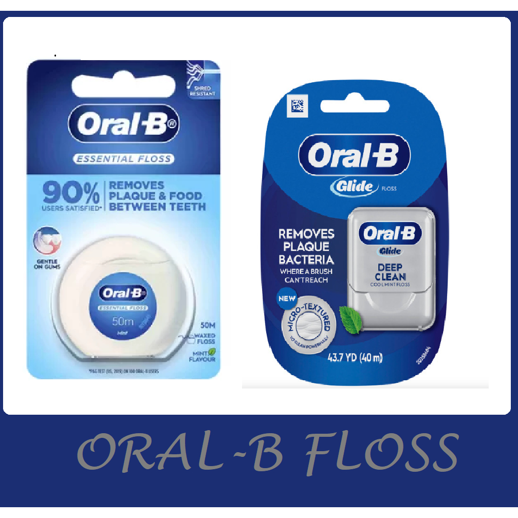 Oral B Glide Deep Clean Floss 40m/ Essential Mint Wax Floss 50m ...