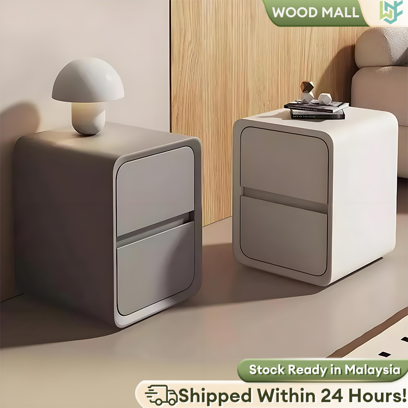Solid Wood Leather Bedside Table with Drawer丨BedSide Torage Cabinet ...