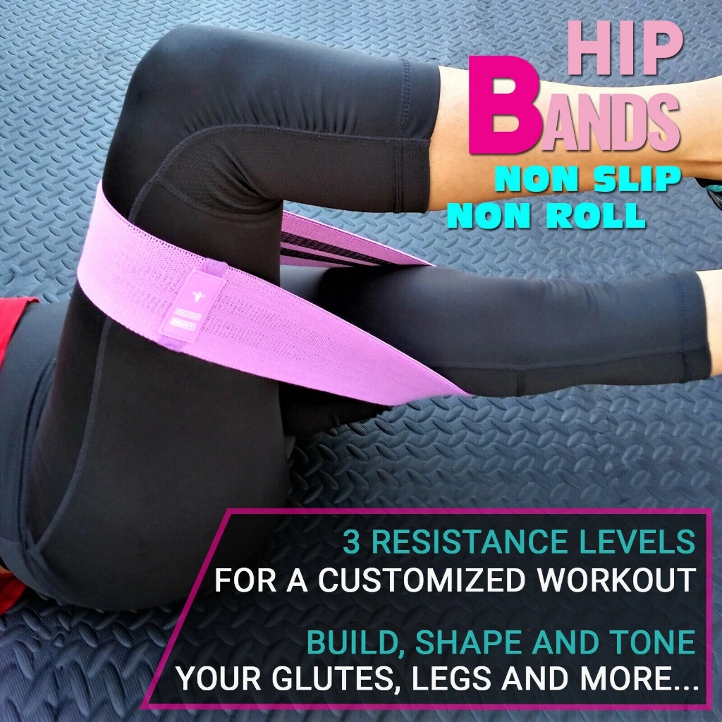 COD 60/90/150lbs Yoga Squat Anti-slip Cotton Hip Band Elastic Hip Loop ...