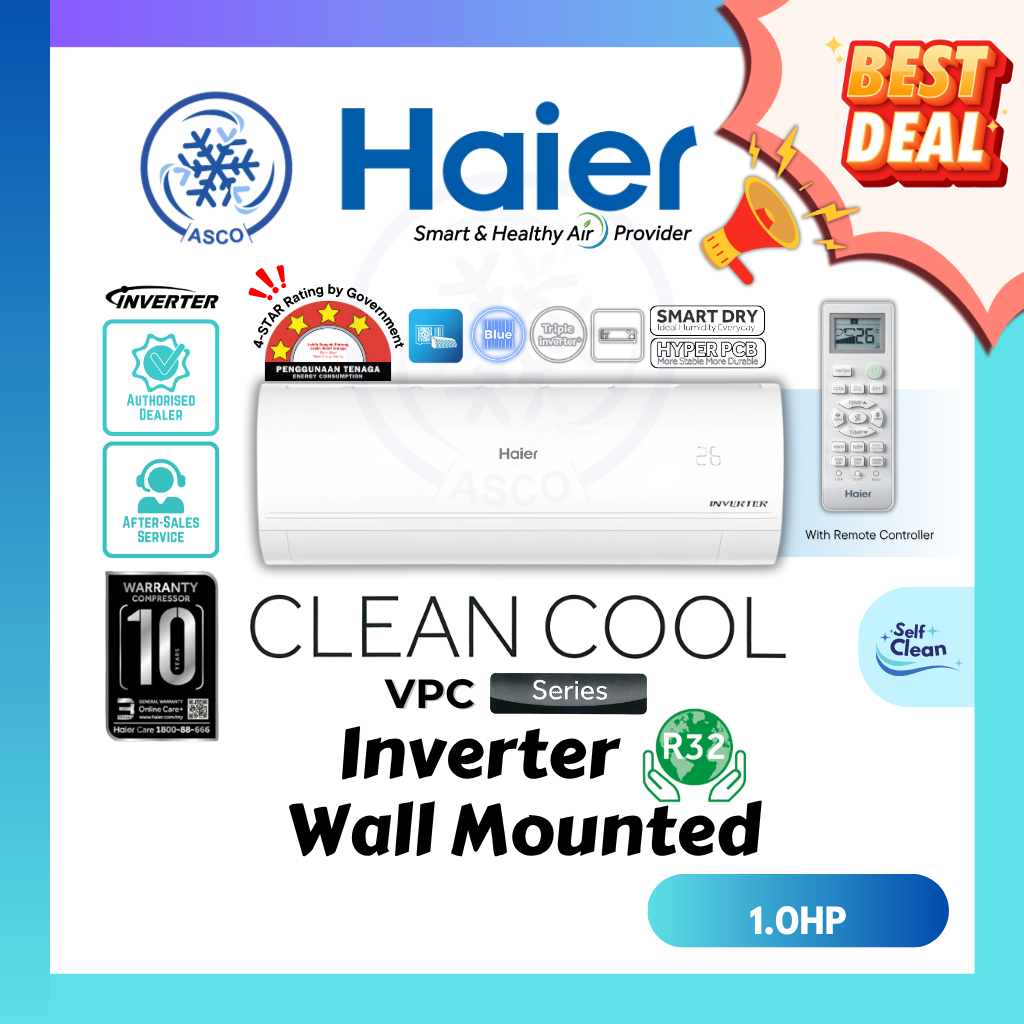 Haier Air Conditioner || R32 Inverter Wall Mounted || Clean Cool || VPC ...