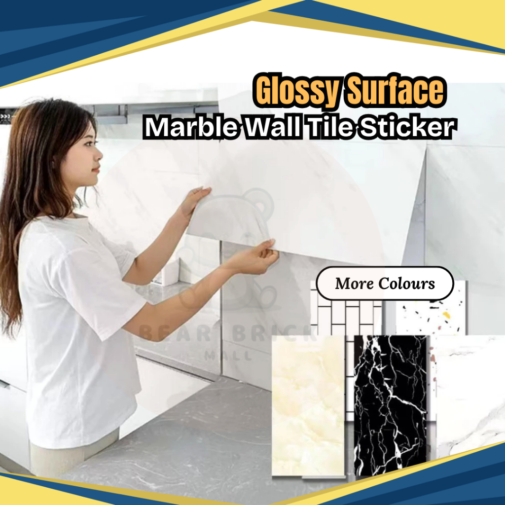 Kitchen Wall Sticker Paper Dinding Bathroom Wallpaper Waterproof Tile ...