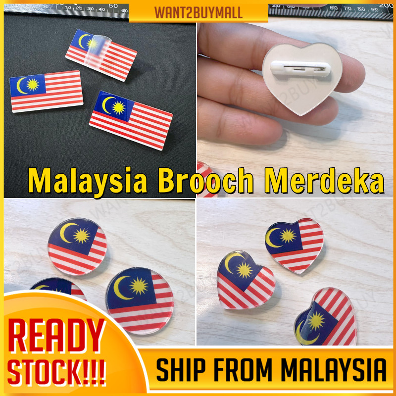 Pin Tudung Brooch Bunga Raya Aksesori Merdeka Malaysia Flag Kerongsang ...