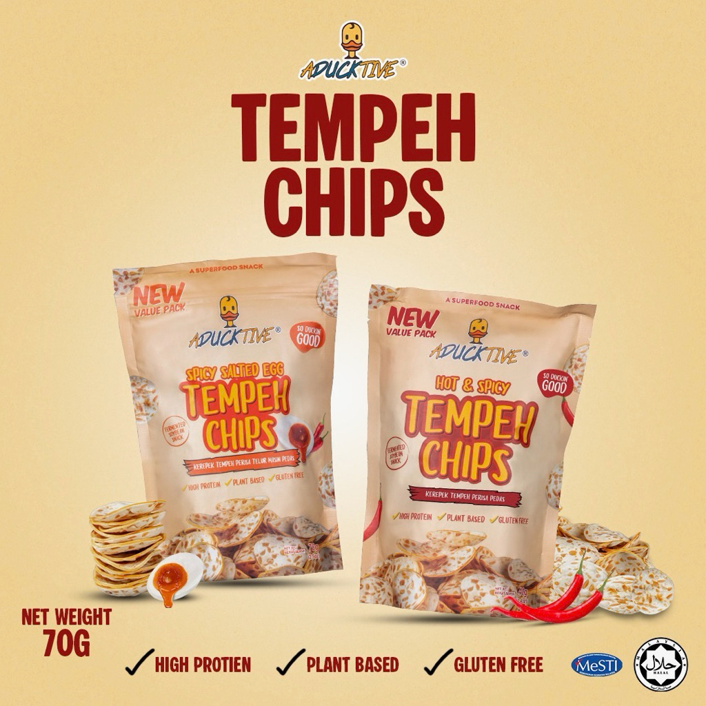 Aducktive Tempeh Chips Spicy Salted Egg / Hot & Spicy 70g Kerepek Tempe ...