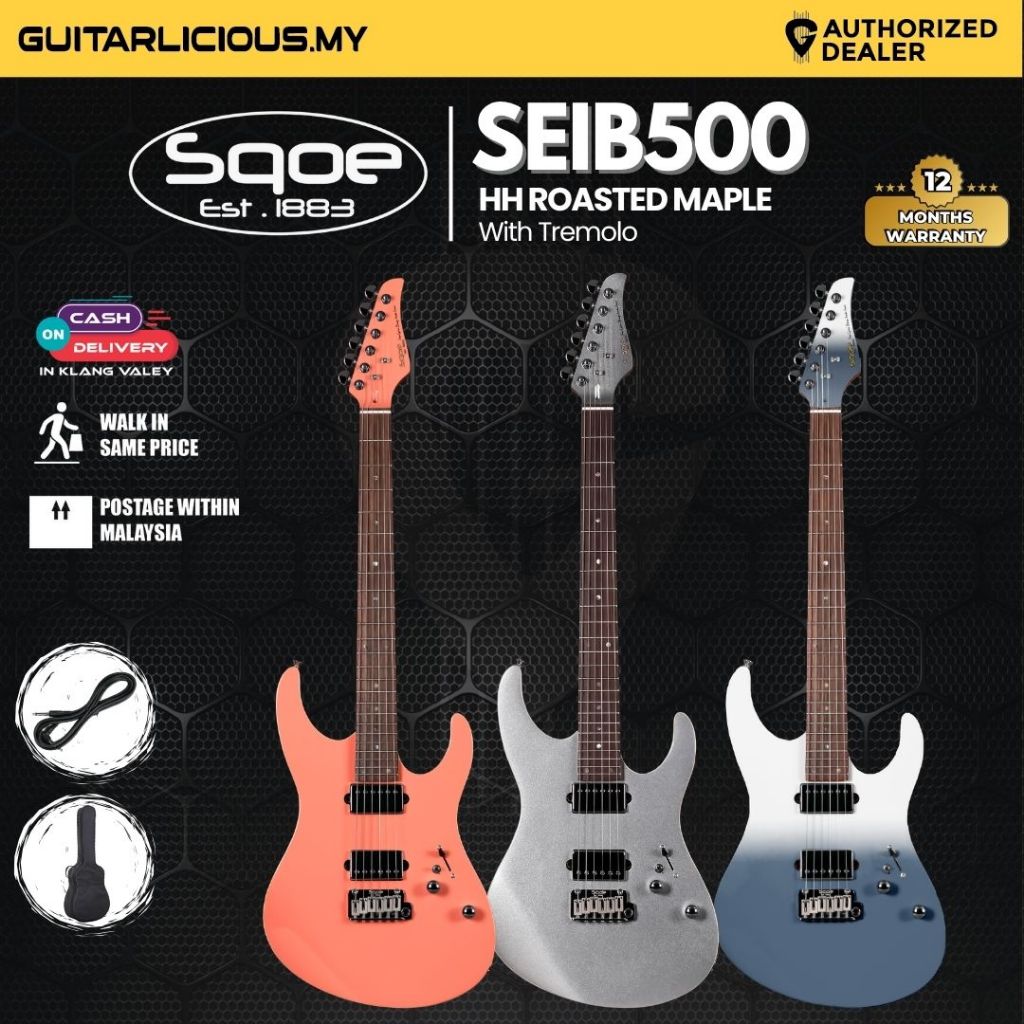 SQOE SEIB500 HH Roasted Maple Neck Electric Guitar with Tremolo ...