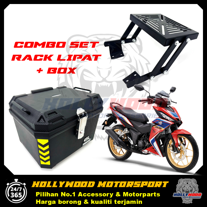 RS150 MONORACK LIPAT JB STYLE + 45L ABS TOP BOX ALUMINIUM LOCK COMBO ...