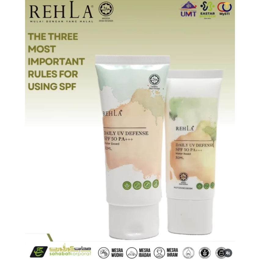 UV Sun Block Cream / Collagen Sunscreen REHLA MESRA IHRAM Daily UV ...