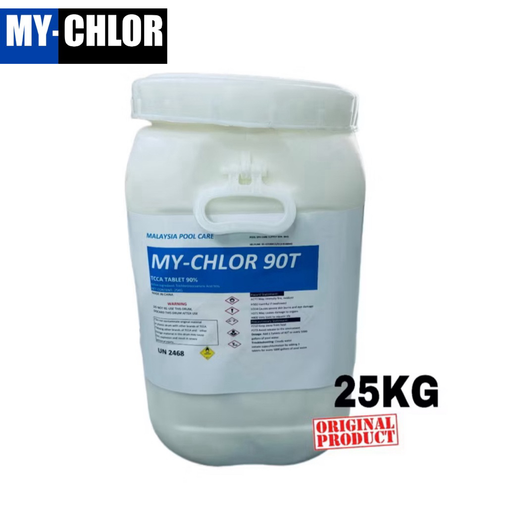 Chlorine Klorin MY-CHLOR 25kg TCCA 90% Tablet For Swimming Pool ...
