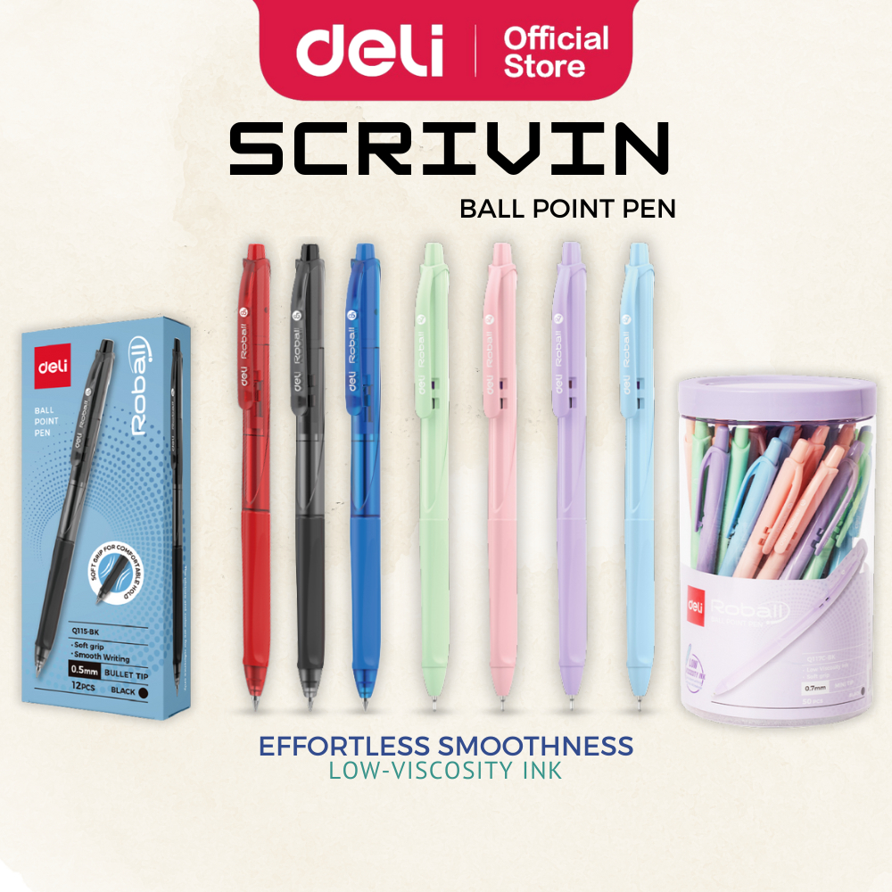 Deli ROBALL Smooth Gel Ink Ballpoint Pen Quick-Drying Retractable Ball ...