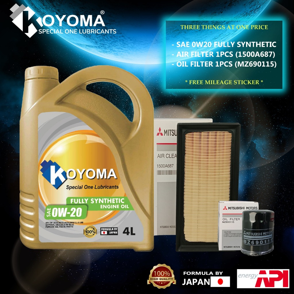 MITSUBISHI XPANDER OIL FILTER + AIR FILTER + KOYOMA 0W20 FULLY ...