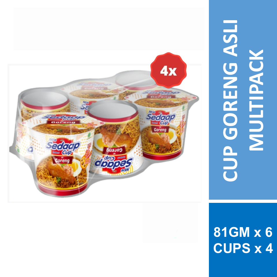 [Carton of 4] MI SEDAAP Cup Goreng Asli 81g x 6 Packs (Halal) | Shopee Malaysia