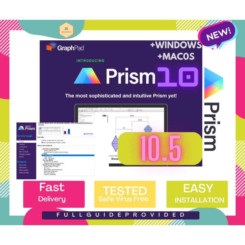 Graphpad Prism 10 𝐯𝟏𝟎.𝟓 𝟮𝟬𝟮𝟱 🔥 Guide Include For Win/Mc0s | Full version | Shopee Malaysia