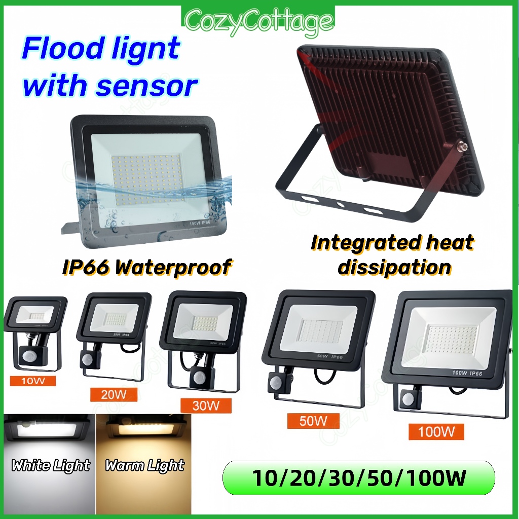 10W-100W LED Motion Sensor Flood Light Security Spotlight IP66 ...