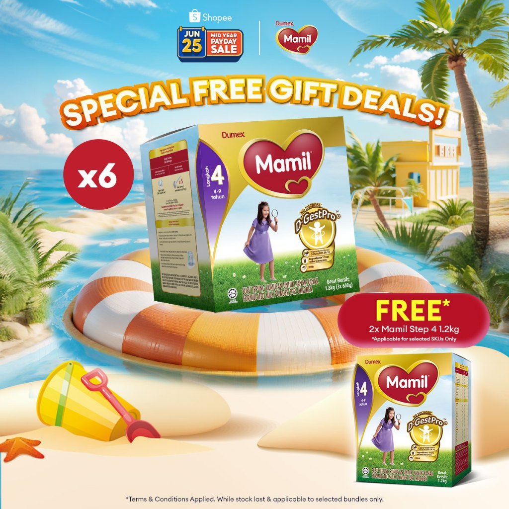 Mamil Step 4 Growing Up Milk Formula 4-9 years (1.8kg x 6) (Susu, Milk ...