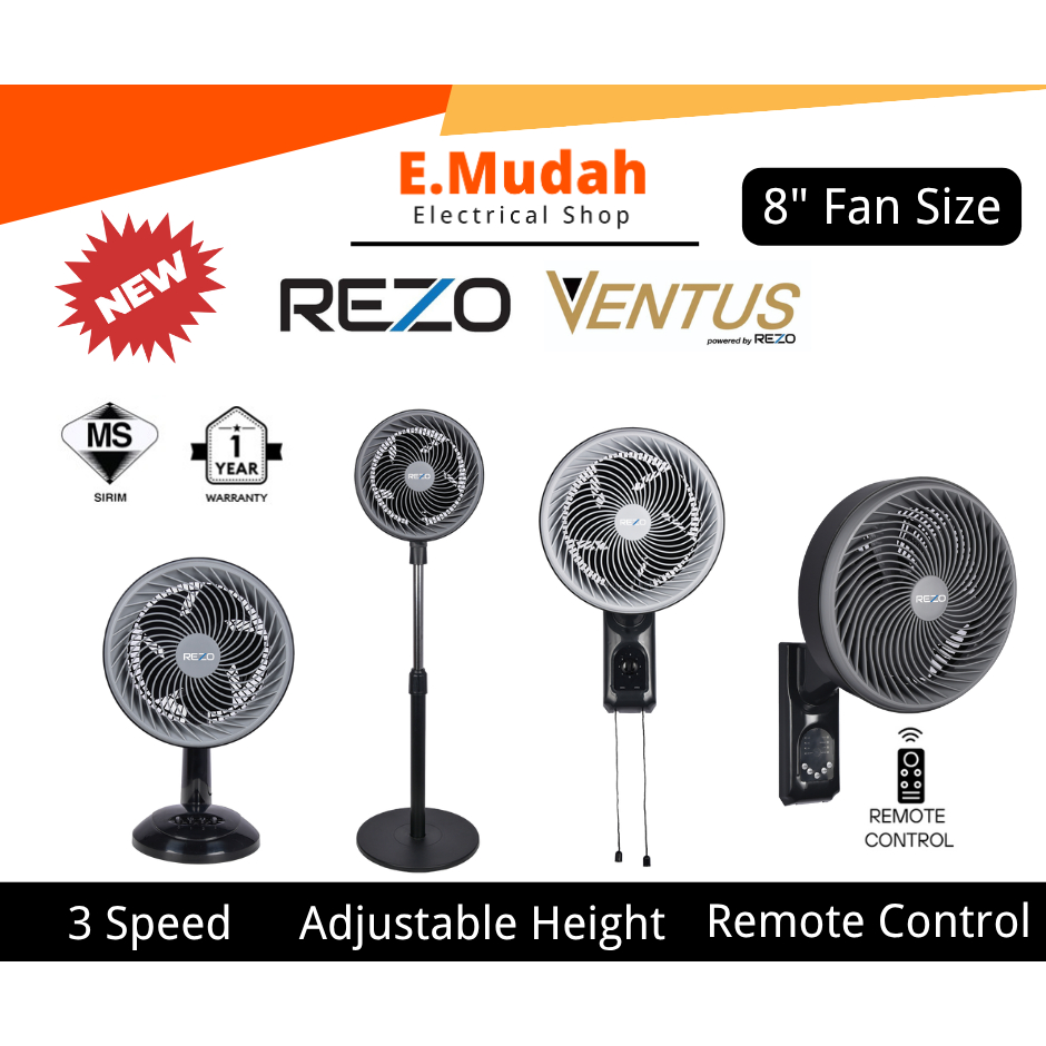 Rezo 8'' Kipas Berdiri / Meja / Dinding | 8'' Circulation Stand/ Table ...