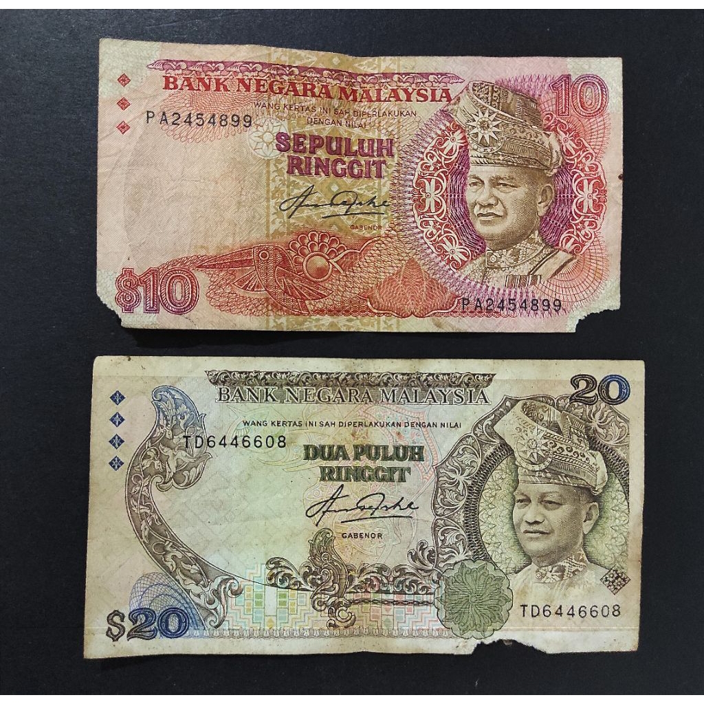 Malaysia Old Banknote Taha Sign RM 20 and Ram 10 Sell in Set of 2 ...