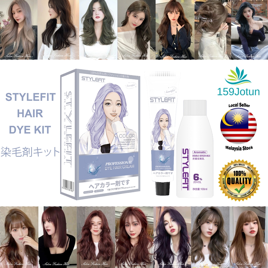 Stylefit Hair Dye Colour Cream Fashion Color 100ml + Peroxide 100ml Dye ...