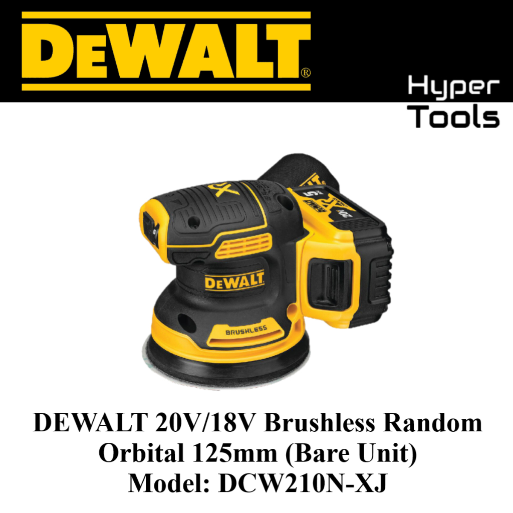 DEWALT 20V/18V BL Random Orbital 125mm (Bare Unit) - Model: DCW210N-XJ ...