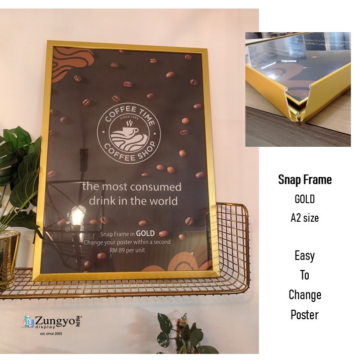 Snap frame A2 size Advertising board Poster frame GOLD color photo ...