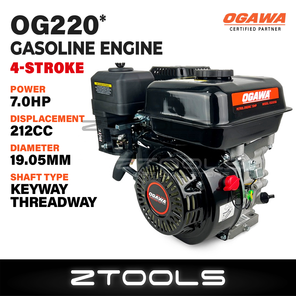 OGAWA 7HP Gasoline Engine OG220 | 212cc | 19mm Key & Thread | Heavy ...