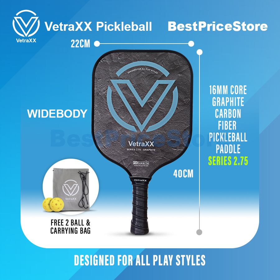 BPS VetraXX Pickleball Paddles 40cm x 22cm x16MM Widebody 2.75 Graphite ...