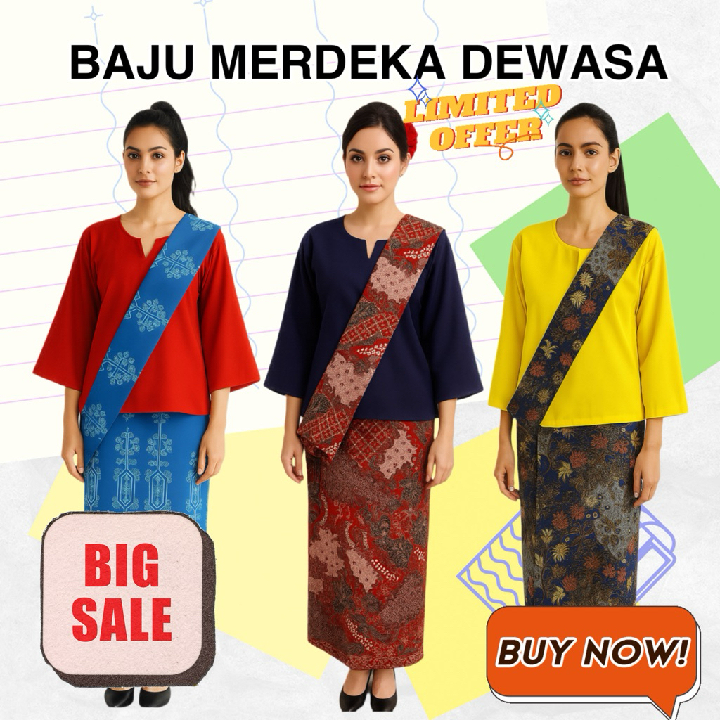Baju merdeka 2025 size DEWASA. Ready stock! | Shopee Malaysia