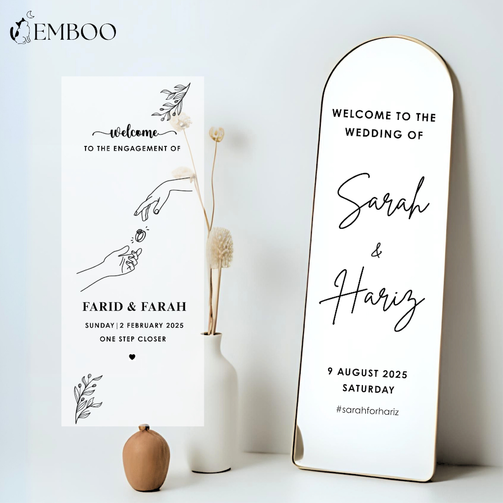 EMBOO Sticker Kahwin Cermin Panjang – Custom Mirror Welcome Board | 1 ...