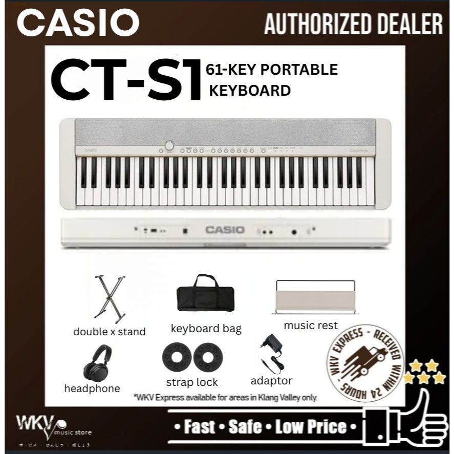 Casio CT-S1 61-key Portable Keyboard Digital Keyboard - White (CTS1 ...
