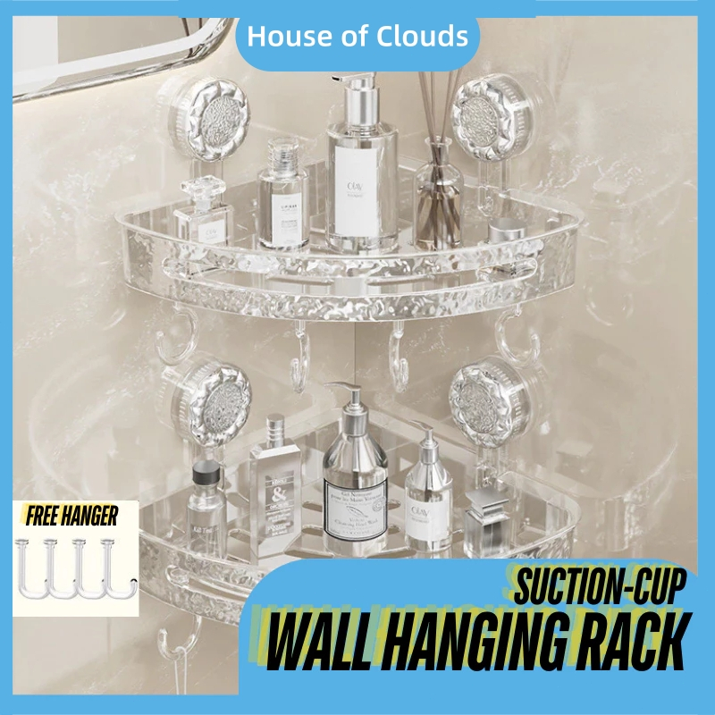 Bathroom Rack Suction Cup Wall-mounted Corner Rack Cosmetics Storage ...