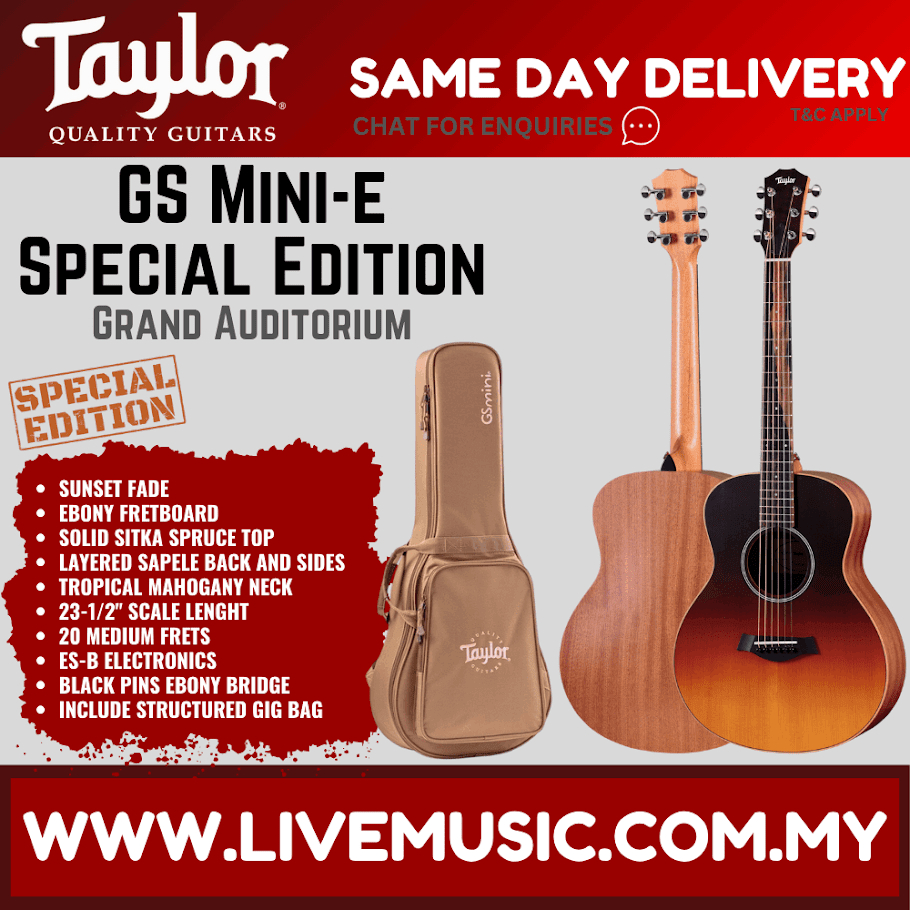 Taylor GS Mini-E Special Edition Acoustic Guitar w/Bag, Sunset Fade ...