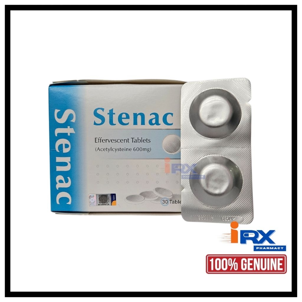 Stenac 600mg Effervescent Tablet 15x2's | For Wet Cough Used | Shopee ...