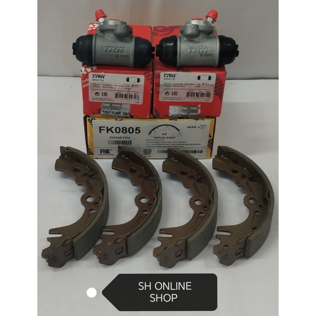 Brake Shoe (FBK)+Brake Pump (TRW) 11/16'' Rear for Toyota Passo {1 Set ...