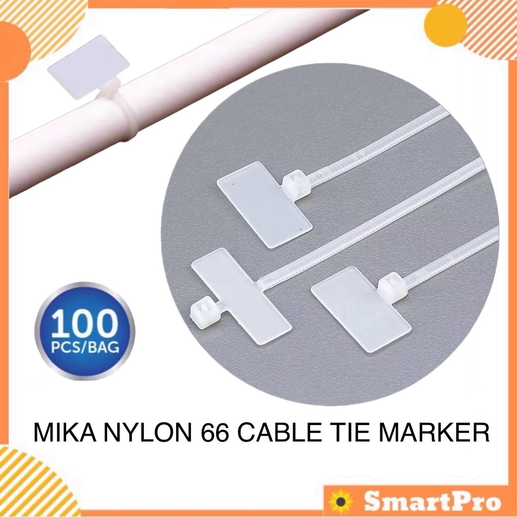 100Pcs Plastic Nylon Self-Locking Label Tie Marker Cable Tie Marker ...
