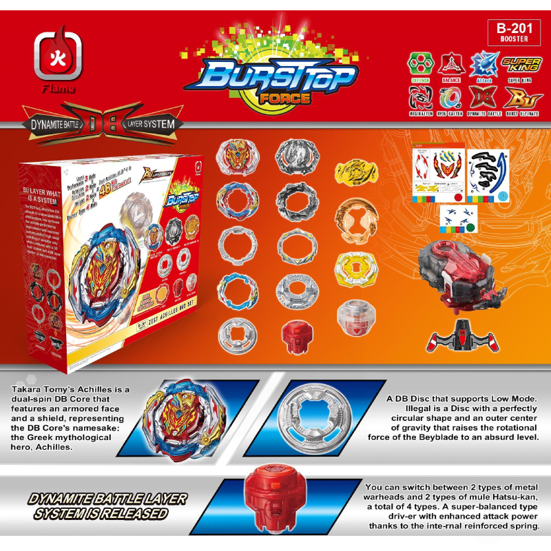 Mainan Gasing Flame Beyblade Burst B-201 Zest Achilles Customize Set ...