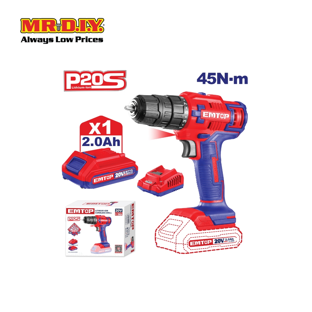 [BEST SELLER] EMTOP Lithium-Ion Cordless Drill | Shopee Malaysia