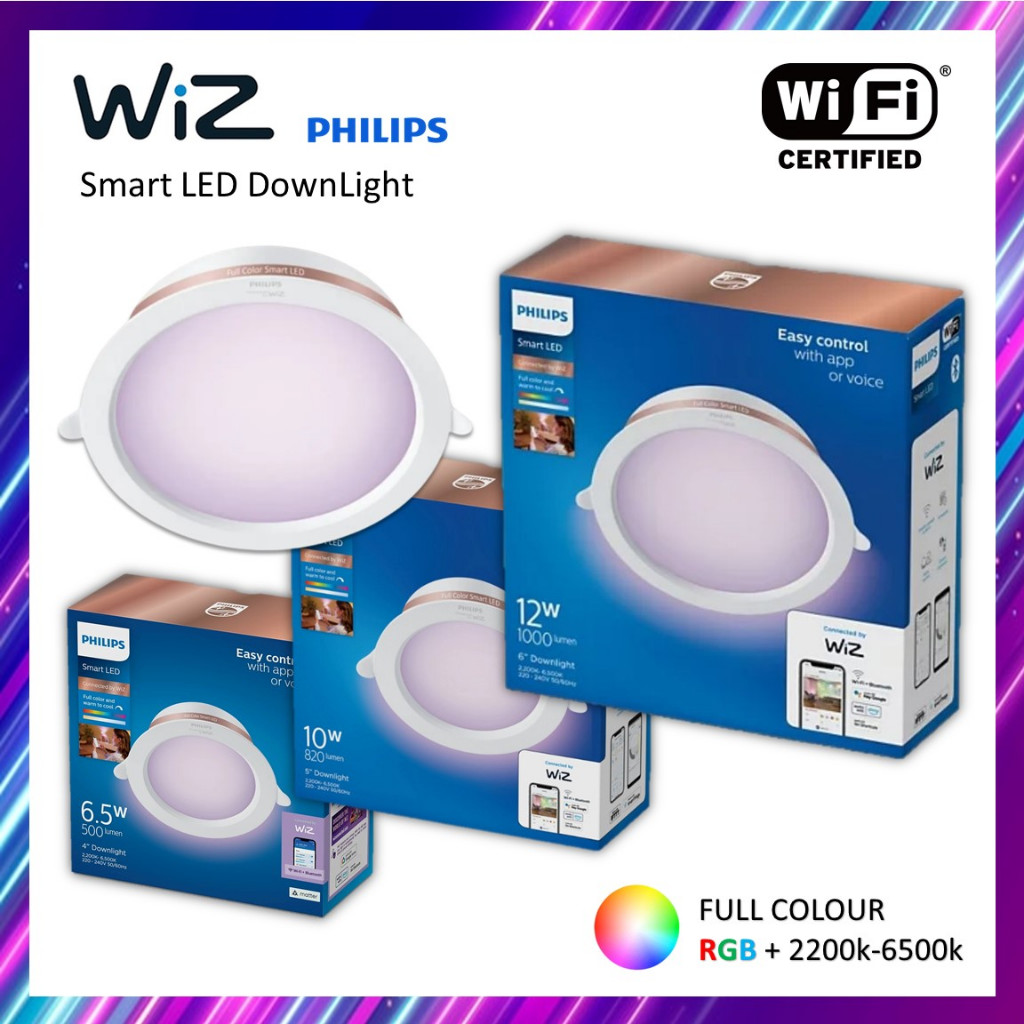 Philips WiZ Downlight 4" 5" 6" Smart LED Down light RGB 16 million ...