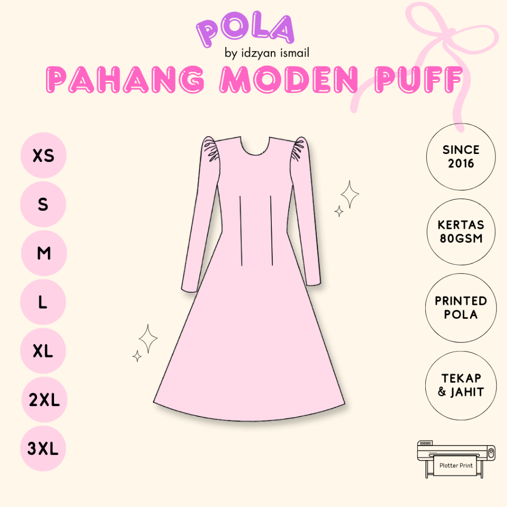 MUDAH JAHIT POLA KURUNG PAHANG LENGAN PUFF POLA LENGAN PUFF SEWING ...