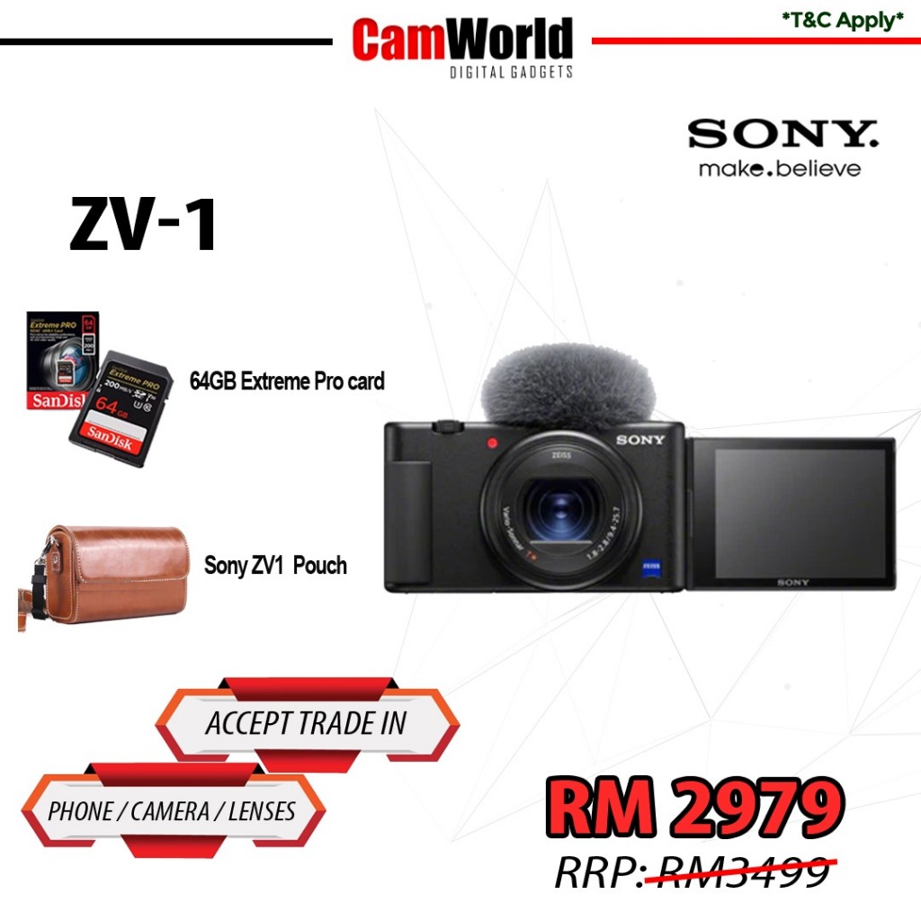 Sony ZV-1 / ZV1 with 64GB Card & Pouch Bag (SONY MALAYSIA) | Shopee Malaysia