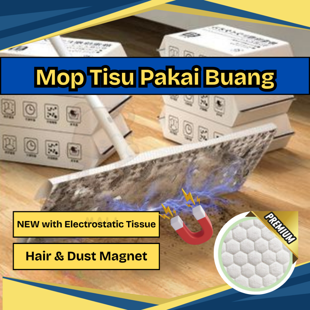 Electrostatic Flat Mop Tisu Pengelap Lantai Mop Tisu Dust Removal Paper ...