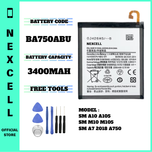 NEXCELL Bateri Serasi untuk SM Galaxy A10 A105 / M10 M105 / A7 2018 ...