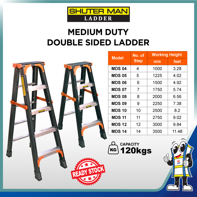 TTF Rack™ Shutter Man Aluminum Medium Duty Double Sided Ladder/Aluminum ...