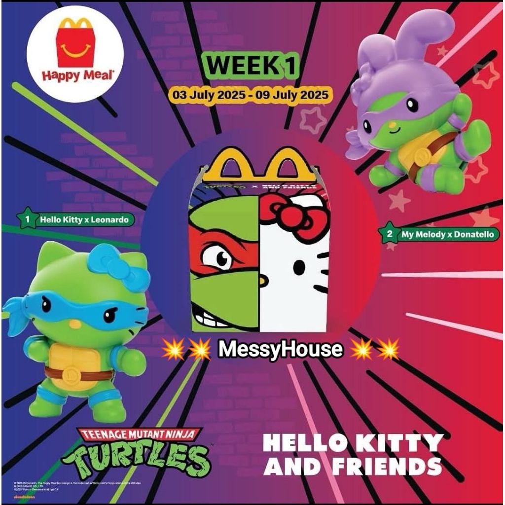 McDonald's McD McDonalds Mekdi Happy Meal Toy TMNT Teenage Mutant Ninja Turtles Hello Kitty 2025 ...