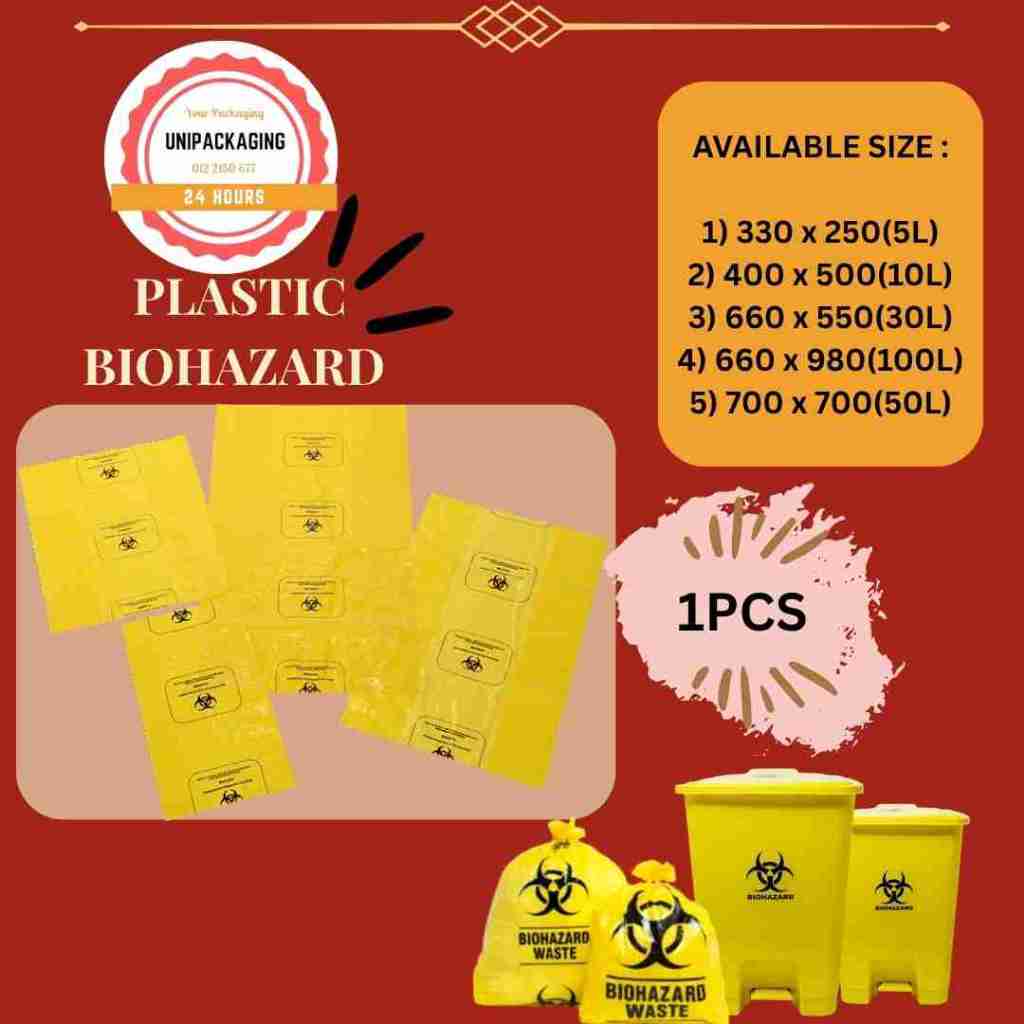1 PCS / keping Biohazard Bag for Clinical Waste Yellow Plastic Bag ...