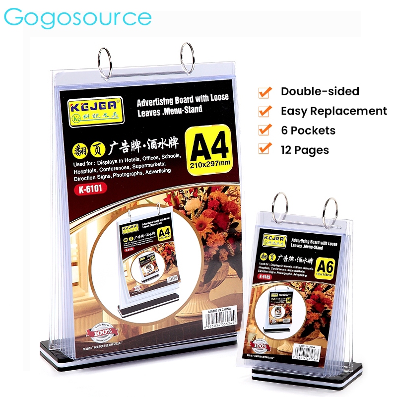 Menu stand Acrylic T Shape Menu Paper Display Stand A4 A5 A6 Flip Menu ...