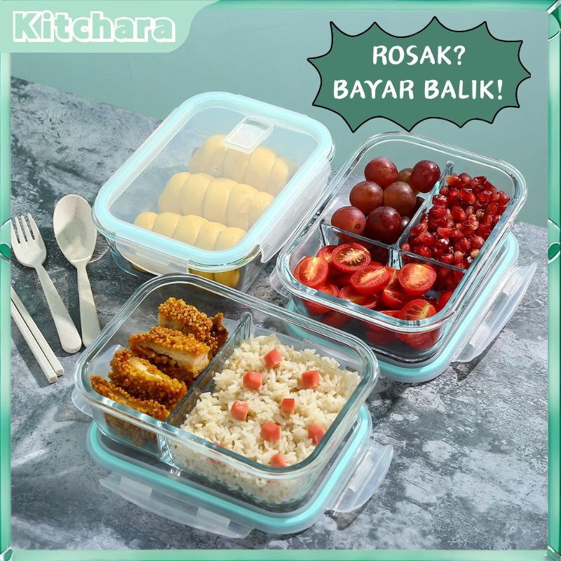 Kitchara💗 Rectangle Microwave Safe Glass Container Food Storage Glass ...